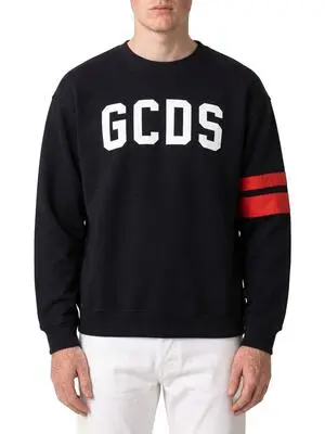 Gcds Crewneck Sweatshirt In Cotton With Logo - Black