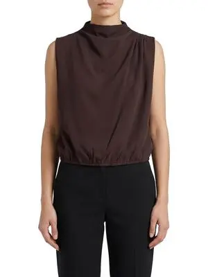 Soeur Sleeveless Draped Top - Brown