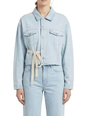 MAISON MARGIELA Denim Jacket With Tie Detail - Blue