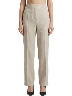 Max Mara Max Mara Linen Straight Trousers Grey