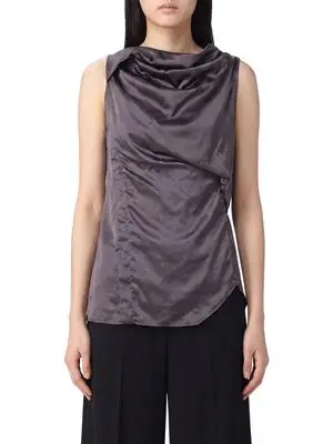 Rick Owens Sleeveless Cupro High Neck Top - Grey