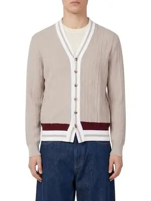 Dries Van Noten Ribbed V-neck Cardigan - Nude