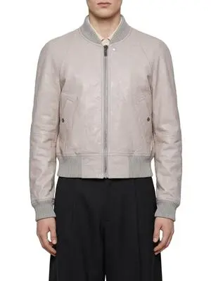 Rick Owens Leather Bomber Jacket - Nude