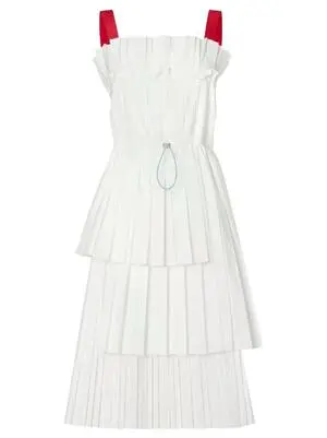 Fendi Ruffled Pleated Midi Dress - White