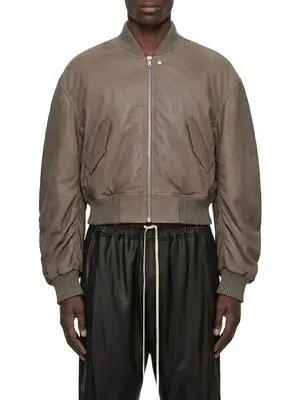 Rick Owens Leather Bomber Jacket - Grey