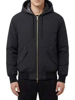 Moose Knuckles Bomber Jacket With Hood - Black