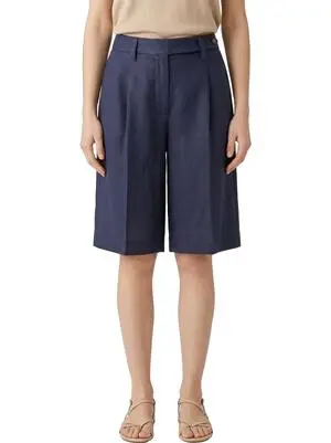 Brunello Cucinelli Tailored Linen Blend Shorts - Blue