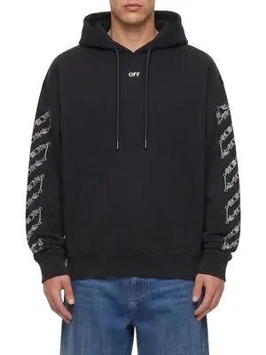 Off-White Cotton Hoodie With Logo Detail - Black