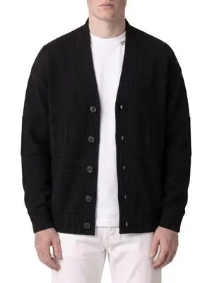Gcds Ribbed Cardigan With Embossed Logo - Black