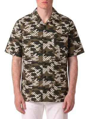 Gcds Casual Shirt In Cotton With Camouflage Print - Brown