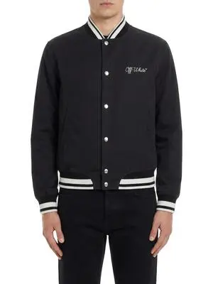 Off-White Cotton Varsity Jacket - Black