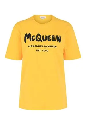 Alexander McQueen Graphic Print Logo T-shirt - Yellow