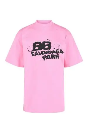 Balenciaga Hand Drawn Bb Icon T-shirt - Pink