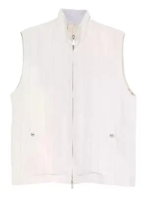 Eleventy Pinstriped Zip-Up Gilet Neutrals