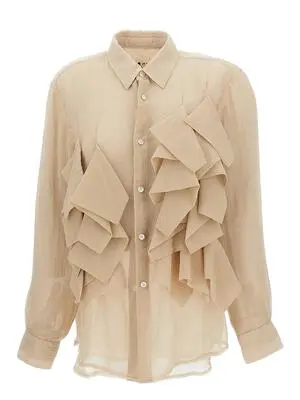 Comme Des Garçons Double Ruffle Shirt - Beige