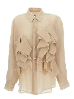 Comme Des Garçons Double Ruffle Shirt Beige