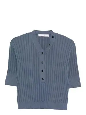 IRO PARIS Lunea Ribbed Knit Top - Blue
