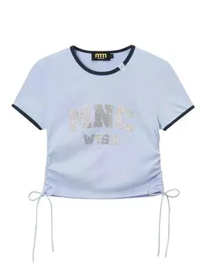 MINI CREAM T-shirt With Drawstring Hem - Blue