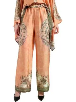 AMOSA Floral Wide Leg Trousers - Orange