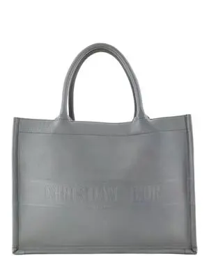 Dior Embossed Leather Medium Tote Bag - Grey