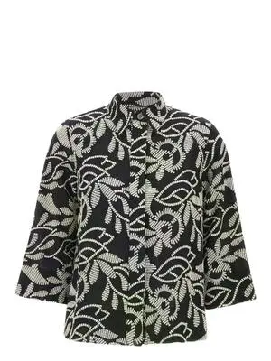 ELENA MIRÒ Floral-embroidered Shirt - Black