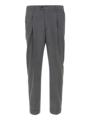 DEVORE INCIPIT Pleated Cuffed Trousers - Grey