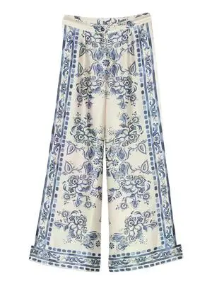 Liu Jo Floral Print Wide Leg Trousers - Neutrals