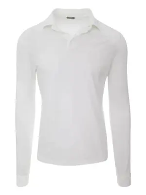 ZANONE Slim Fit Long-sleeve Polo Shirt - White