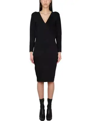 Stella McCartney V-neck Midi Dress - Black