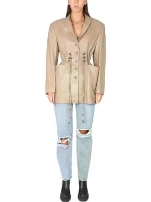 THE MANNEI Gathered-waist Blazer - Neutrals