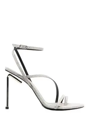 Off-White Glitter Heeled Sandals - Silver