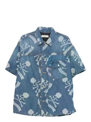 MASTERMIND WORLD Skull-print Denim Shirt - Blue