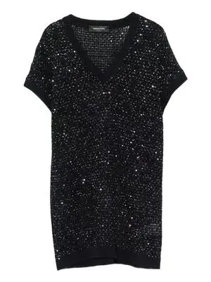 Fabiana Filippi Embellished V-Neck T-Shirt Blue