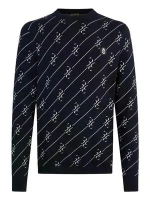 BILLIONAIRE All-over Print Round-neck Sweater - Blue