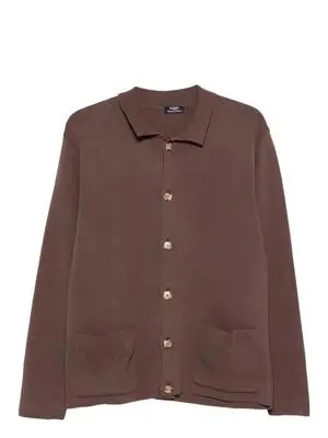BARBA NAPOLI Buttoned Cardigan With Patch Pockets - Brown