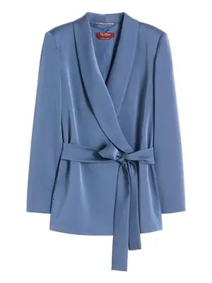 Max Mara Lightweight Satin Double-breasted Blazer - Avio