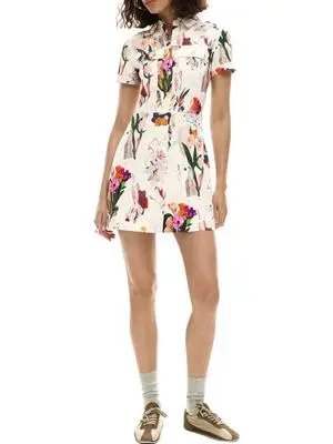 Desigual Printed Mini Shirtdress Medium Beige