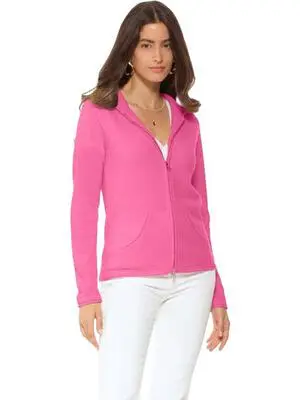 MONTICELLI CASHMERE Monticelli Cashmere Pure Cashmere Double Zip Hoodie Fuchsia