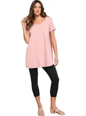 Roaman's Cotton Ultimate Scoopneck Swing Tunic - Soft Blush