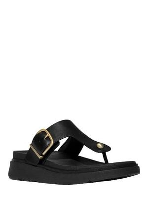 Fitflop Buckle Leather Toe-post Sandals - Black