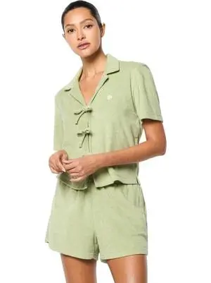 SERGIO TACCHINI Edda Cropped Terry Toweling Shirt - Reseda