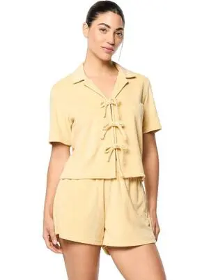 SERGIO TACCHINI Edda Cropped Terry Toweling Shirt - Straw