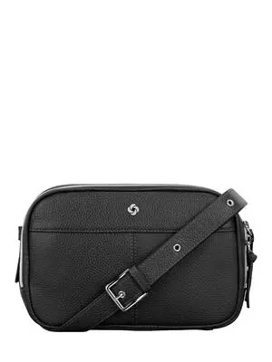 SAMSONITE Leather Crossbody Bag Black