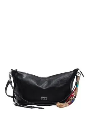 Bimba Y Lola Medium Leather Crossbody Bag With Detachable Shoulder Strap - Black