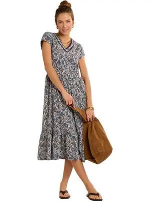 BRAKEBURN Lucia Tiered Midi Dress - Navy