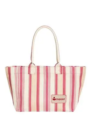 Isabel Marant Small Yenky Stripe Canvas Tote - Red