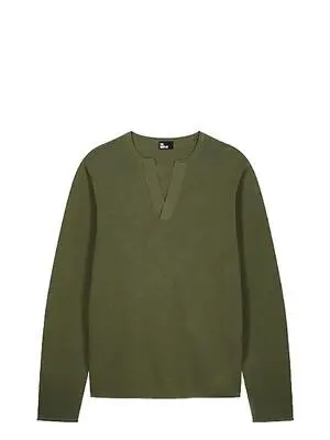 The Kooples Brand-embroidered Tunisian-collar Cotton-knit Sweatshirt - Foret