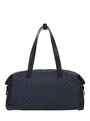 Smythson Monogram Stamp Small Canvas Travel Bag - Navy