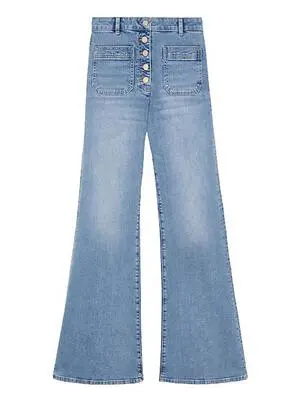 REISS Cali Flared Stretch-denim Jeans - Light Blue