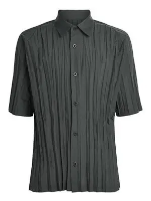 Issey Miyake Wrinkle Short-sleeve Oversized Shirt - Grey